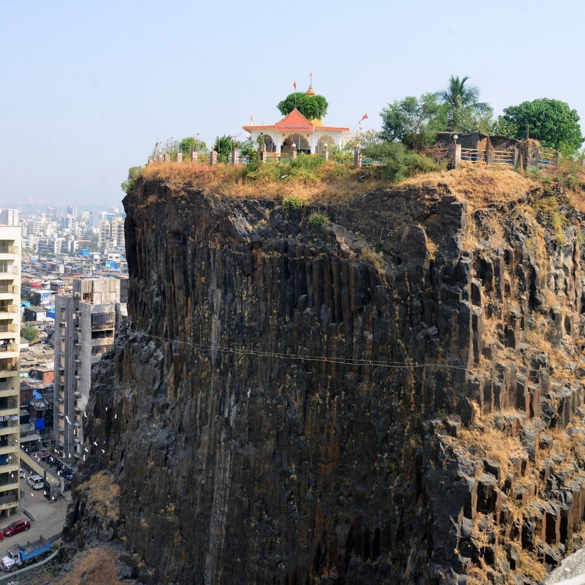 Gilbert Hill a monolithic column of black basalt rock in Mumbai