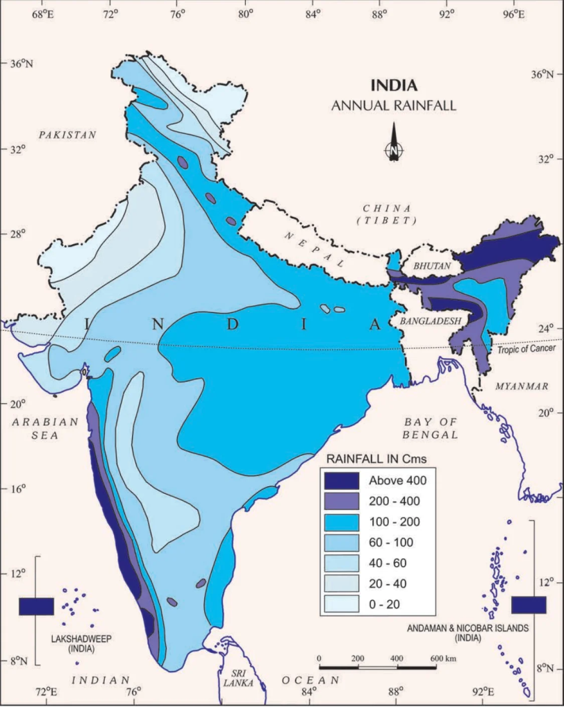 Monsoon onset crucial for India's annual rainfall. UPSC
