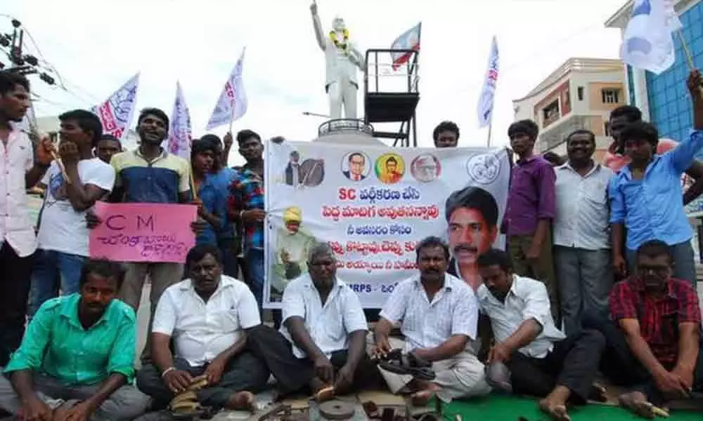 Madiga community protests SC benefit monopolization UPSC
