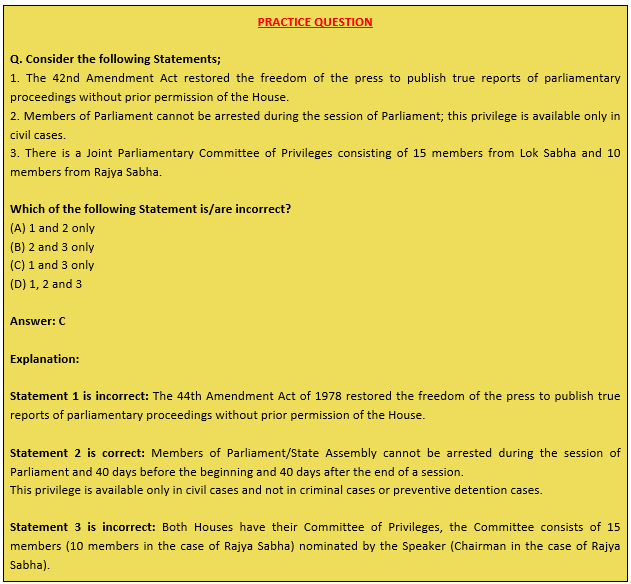 COMMITTEE OF PRIVILEGES | UPSC Current Affairs | IAS GYAN