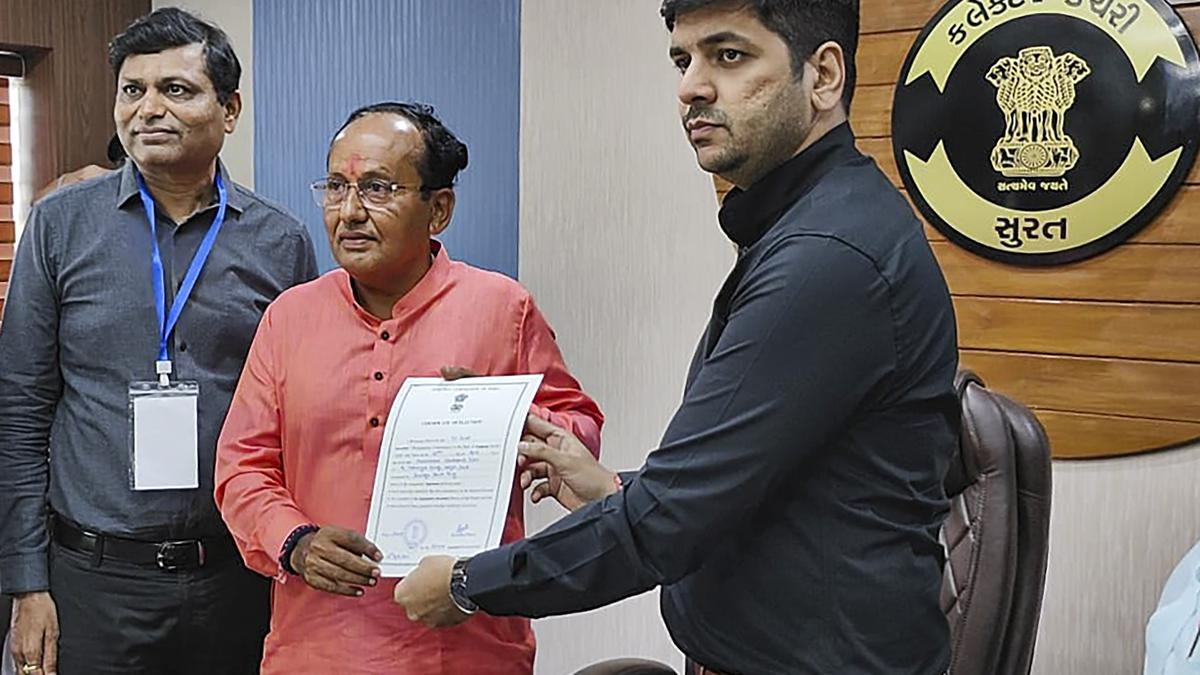 Candidate elected unopposed when no rivals run. UPSC