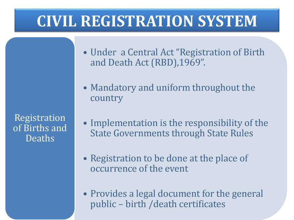 CIVIL REGISTRATION SYSTEM AND NATIONAL POPULATION REGISTER