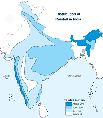 DISTRIBUTION PATTERN OF RAINFALL IN INDIA
