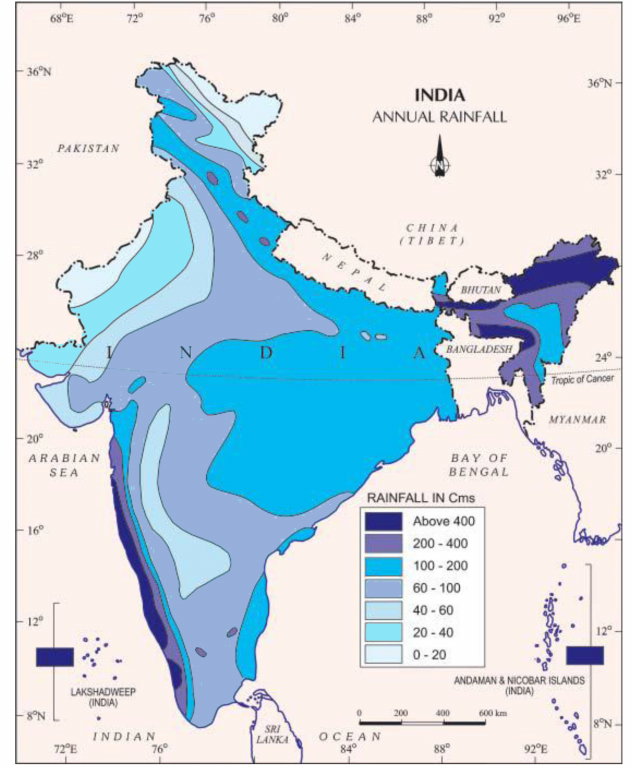 DISTRIBUTION PATTERN OF RAINFALL IN INDIA